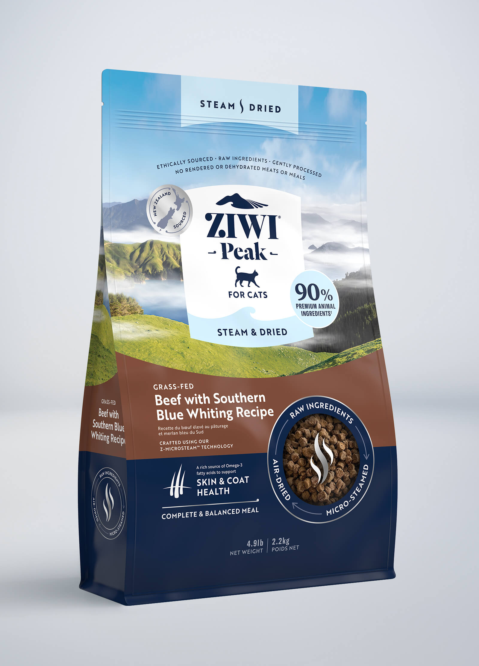 Steam & Dried Beef with Southern Blue Whiting Recipe for cats | ZIWI UK