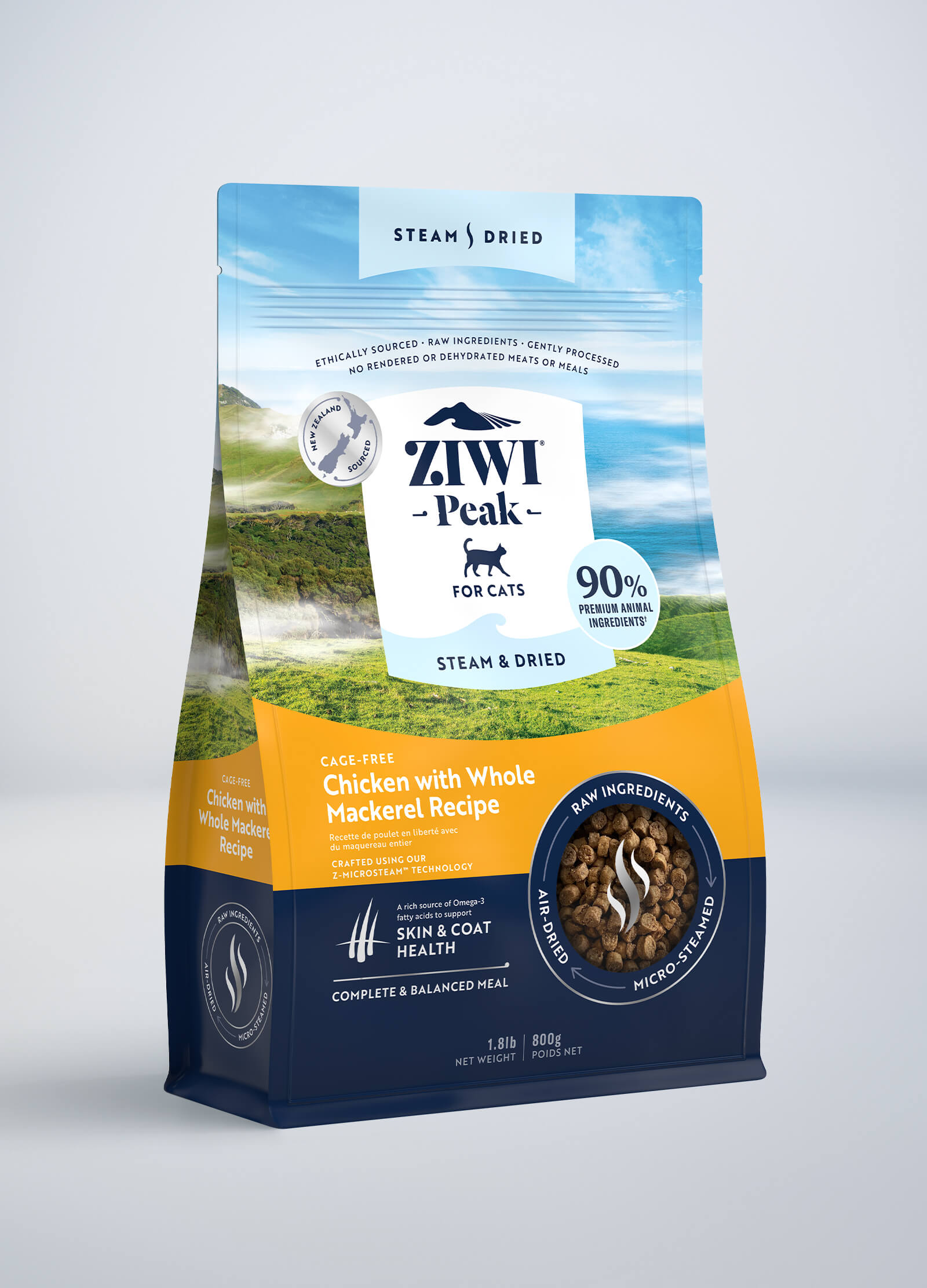 Steam & Dried Cage-free Chicken with Whole Mackerel Recipe for cats ...